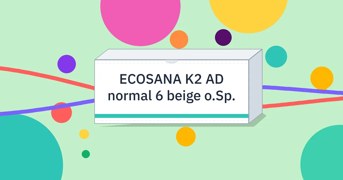 Symbolbild: Packung mit der Aufschrift ECOSANA K2 AD normal 6 beige o.Sp. (PZN 01359950) – Verfügbarkeit und Bezug in Apotheken in Frankfurt am Main