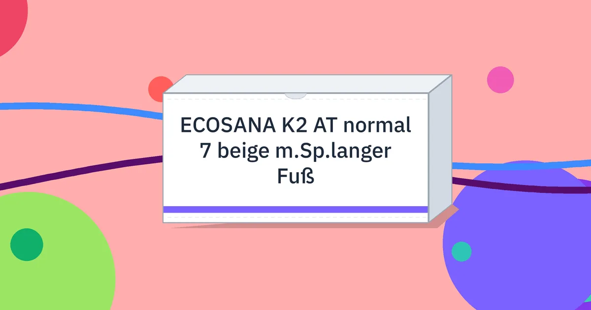 Symbolbild: Packung mit der Aufschrift ECOSANA K2 AT normal 7 beige m.Sp.langer Fuß (PZN 10956320) – Verfügbarkeit und Bezug in Apotheken in Frankfurt am Main