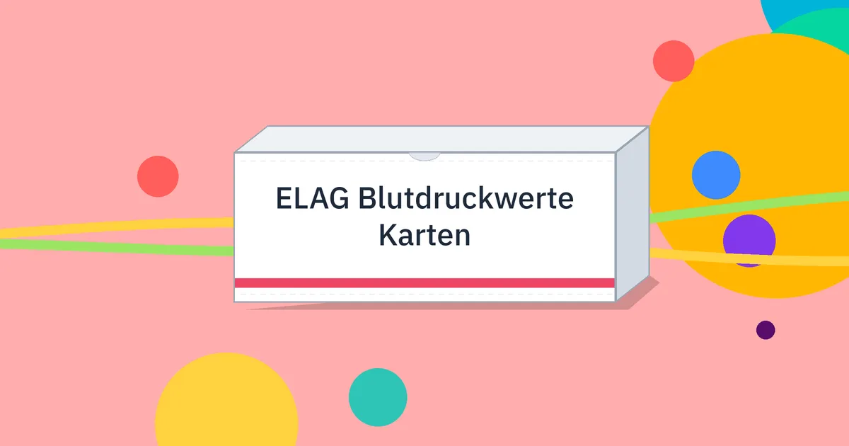Symbolbild: Packung mit der Aufschrift ELAG Blutdruckwerte Karten (PZN 03905196) – Verfügbarkeit und Bezug in Apotheken in Frankfurt am Main
