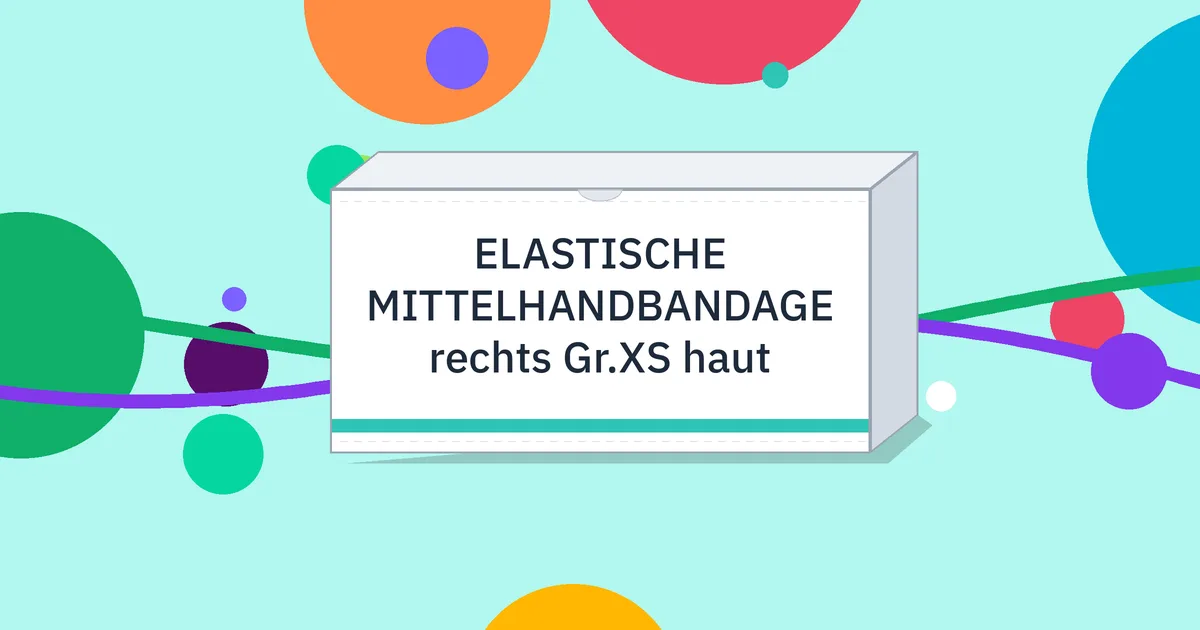 Symbolbild: Packung mit der Aufschrift ELASTISCHE MITTELHANDBANDAGE rechts Gr.XS haut (PZN 03315520) – Verfügbarkeit und Bezug in Apotheken in Frankfurt am Main