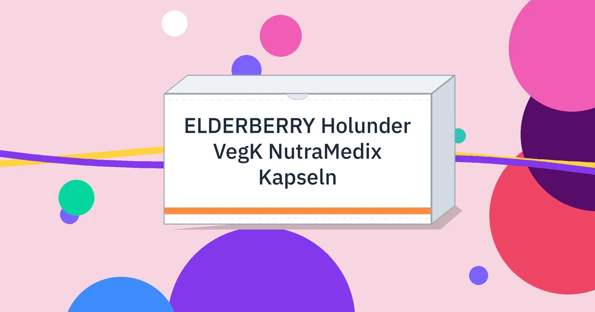 Symbolbild: Packung mit der Aufschrift ELDERBERRY Holunder VegK NutraMedix Kapseln (PZN 17186279) – Verfügbarkeit und Bezug in Apotheken in Frankfurt am Main