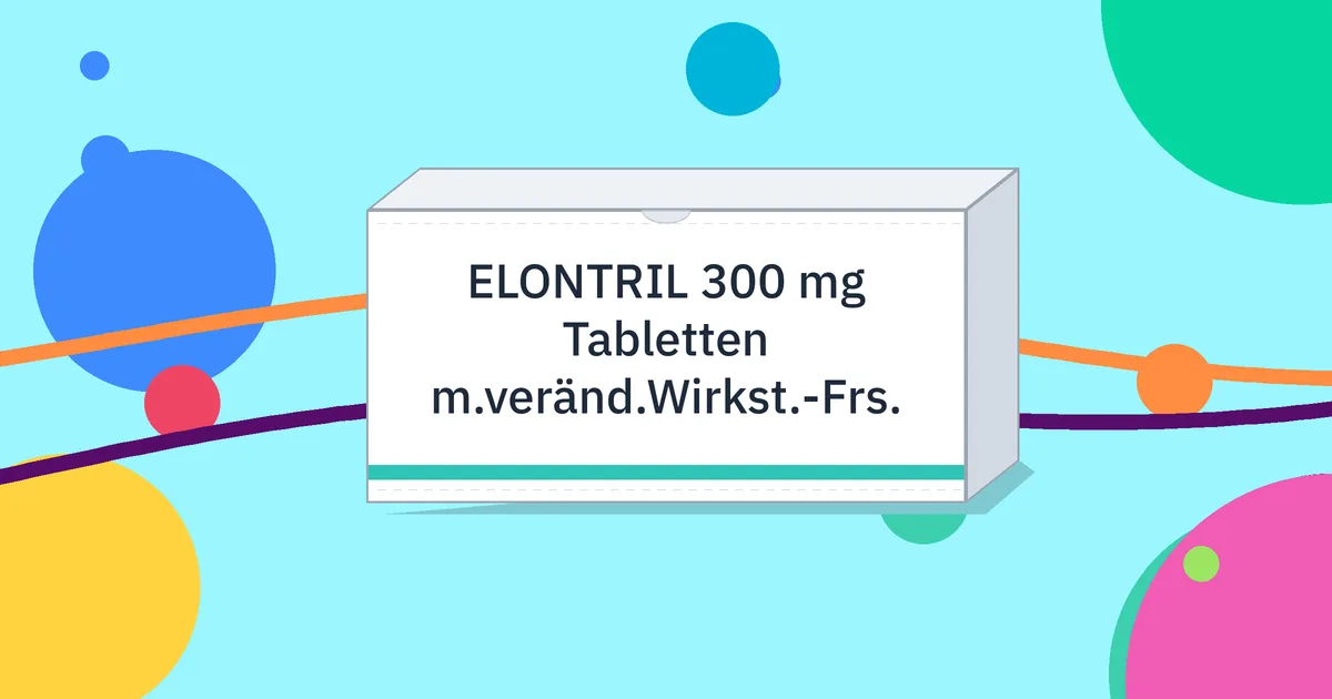 Symbolbild: Packung mit der Aufschrift ELONTRIL 300 mg Tabletten m.veränd.Wirkst.-Frs. (PZN 17875300) – Verfügbarkeit und Bezug in Apotheken in Frankfurt am Main