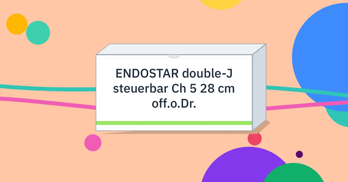 Symbolbild: Packung mit der Aufschrift ENDOSTAR double-J steuerbar Ch 5 28 cm off.o.Dr. (PZN 00439411) – Verfügbarkeit und Bezug in Apotheken in Frankfurt am Main