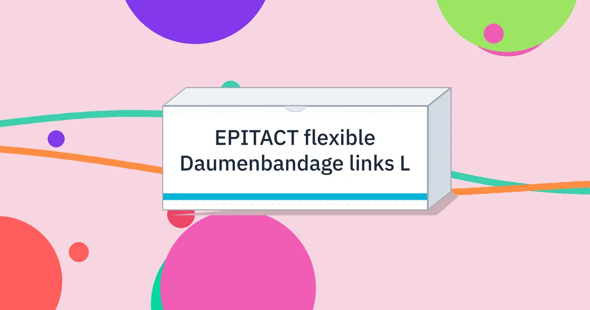 Symbolbild: Packung mit der Aufschrift EPITACT flexible Daumenbandage links L (PZN 14290214) – Verfügbarkeit und Bezug in Apotheken in Frankfurt am Main