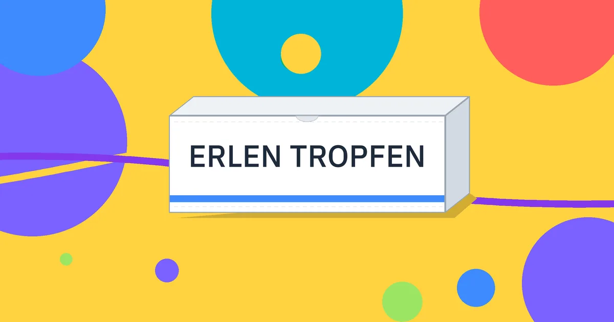 Symbolbild: Packung mit der Aufschrift ERLEN TROPFEN (PZN 15228921) – Verfügbarkeit und Bezug in Apotheken in Frankfurt am Main