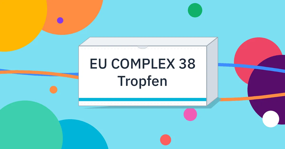 Symbolbild: Packung mit der Aufschrift EU COMPLEX 38 Tropfen (PZN 17873301) – Verfügbarkeit und Bezug in Apotheken in Frankfurt am Main