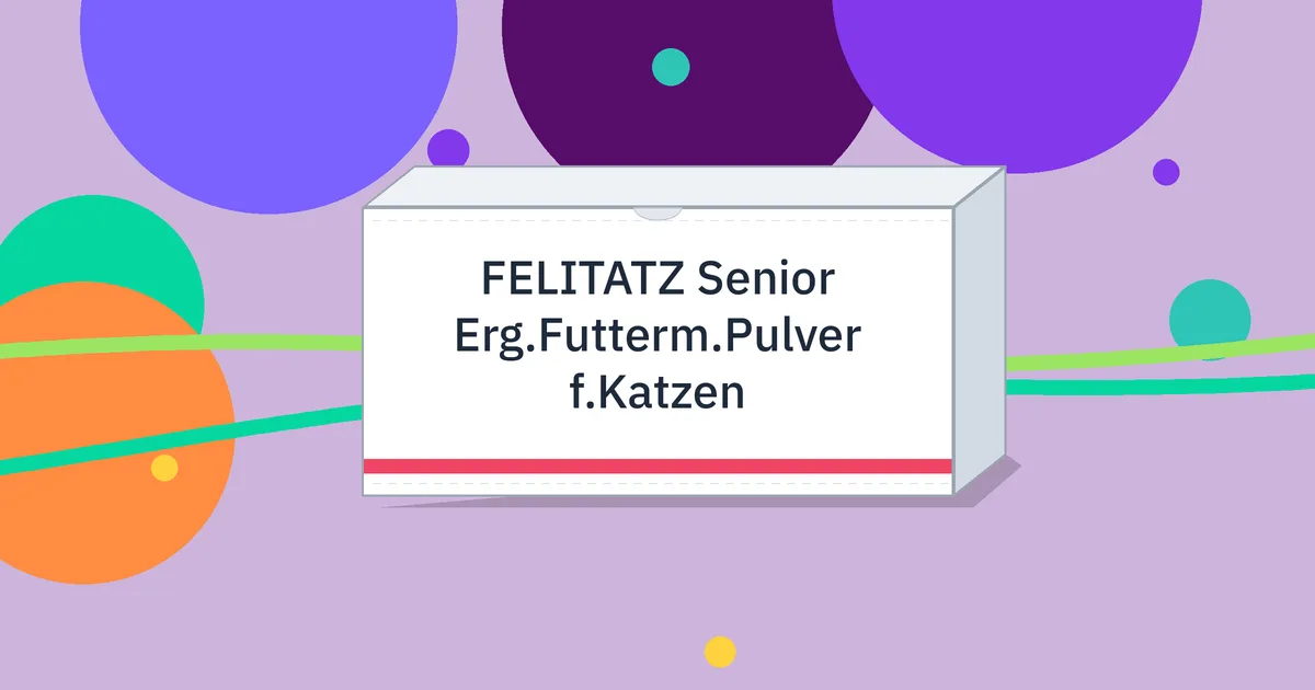 Symbolbild: Packung mit der Aufschrift FELITATZ Senior Erg.Futterm.Pulver f.Katzen (PZN 13981436) – Verfügbarkeit und Bezug in Apotheken in Frankfurt am Main