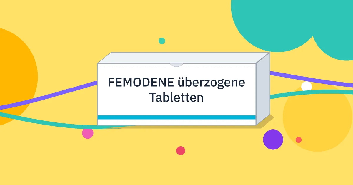 Symbolbild: Packung mit der Aufschrift FEMODENE überzogene Tabletten (PZN 08890269) – Verfügbarkeit und Bezug in Apotheken in Frankfurt am Main
