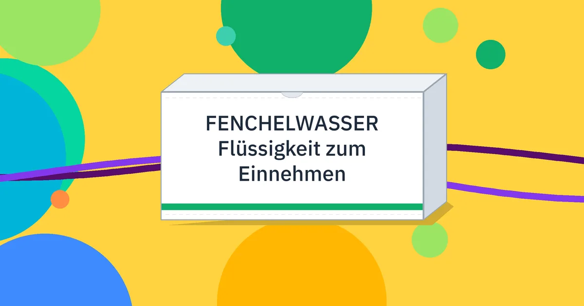Symbolbild: Packung mit der Aufschrift FENCHELWASSER Flüssigkeit zum Einnehmen (PZN 15401058) – Verfügbarkeit und Bezug in Apotheken in Frankfurt am Main