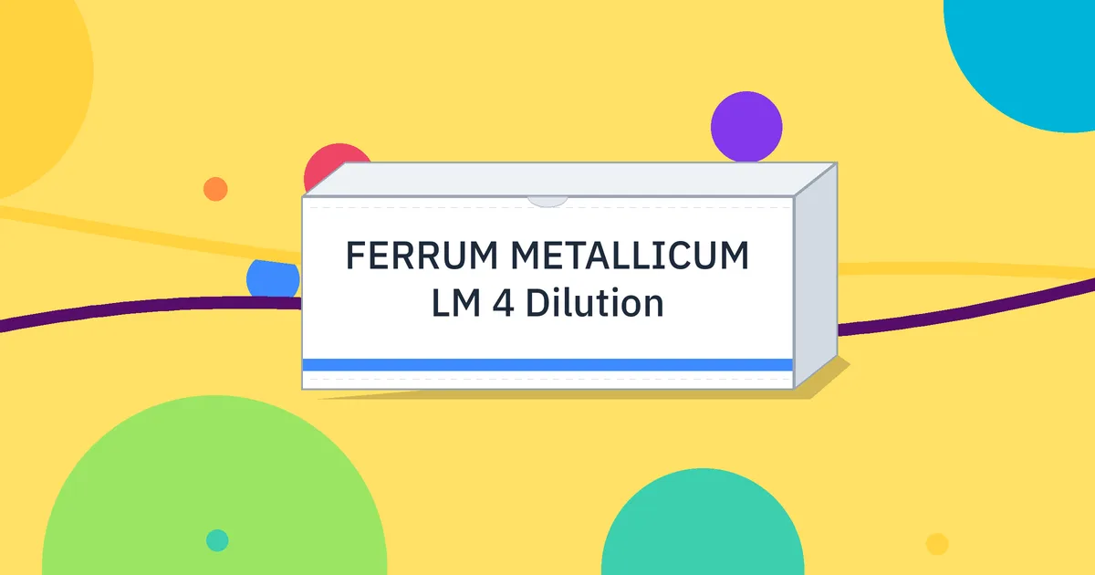 Symbolbild: Packung mit der Aufschrift FERRUM METALLICUM LM 4 Dilution (PZN 12850229) – Verfügbarkeit und Bezug in Apotheken in Frankfurt am Main