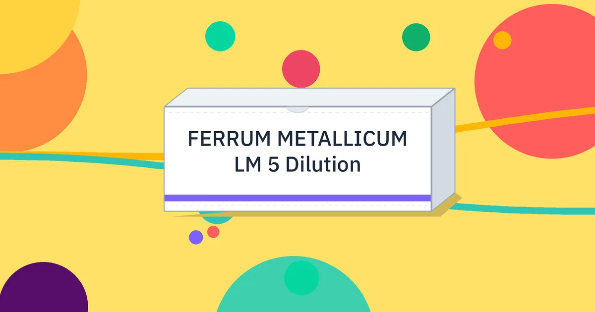 Symbolbild: Packung mit der Aufschrift FERRUM METALLICUM LM 5 Dilution (PZN 12850241) – Verfügbarkeit und Bezug in Apotheken in Frankfurt am Main
