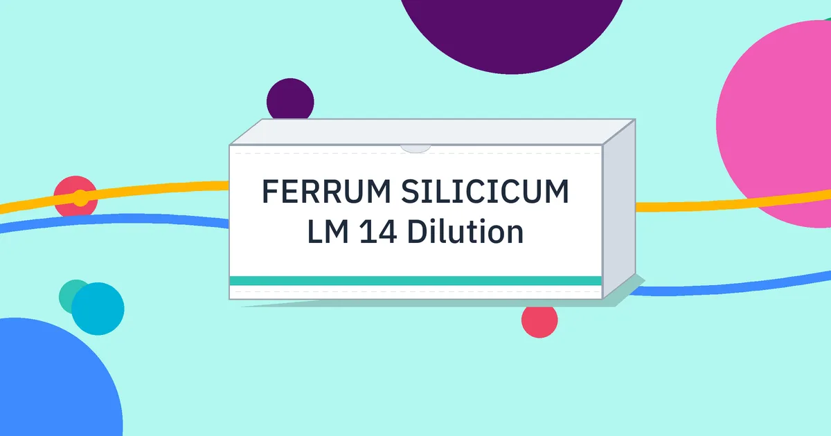 Symbolbild: Packung mit der Aufschrift FERRUM SILICICUM LM 14 Dilution (PZN 12853067) – Verfügbarkeit und Bezug in Apotheken in Frankfurt am Main