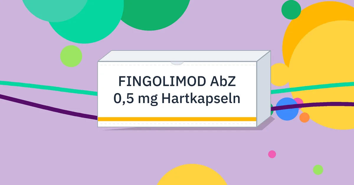 Symbolbild: Packung mit der Aufschrift FINGOLIMOD AbZ 0,5 mg Hartkapseln (PZN 17510610) – Verfügbarkeit und Bezug in Apotheken in Frankfurt am Main