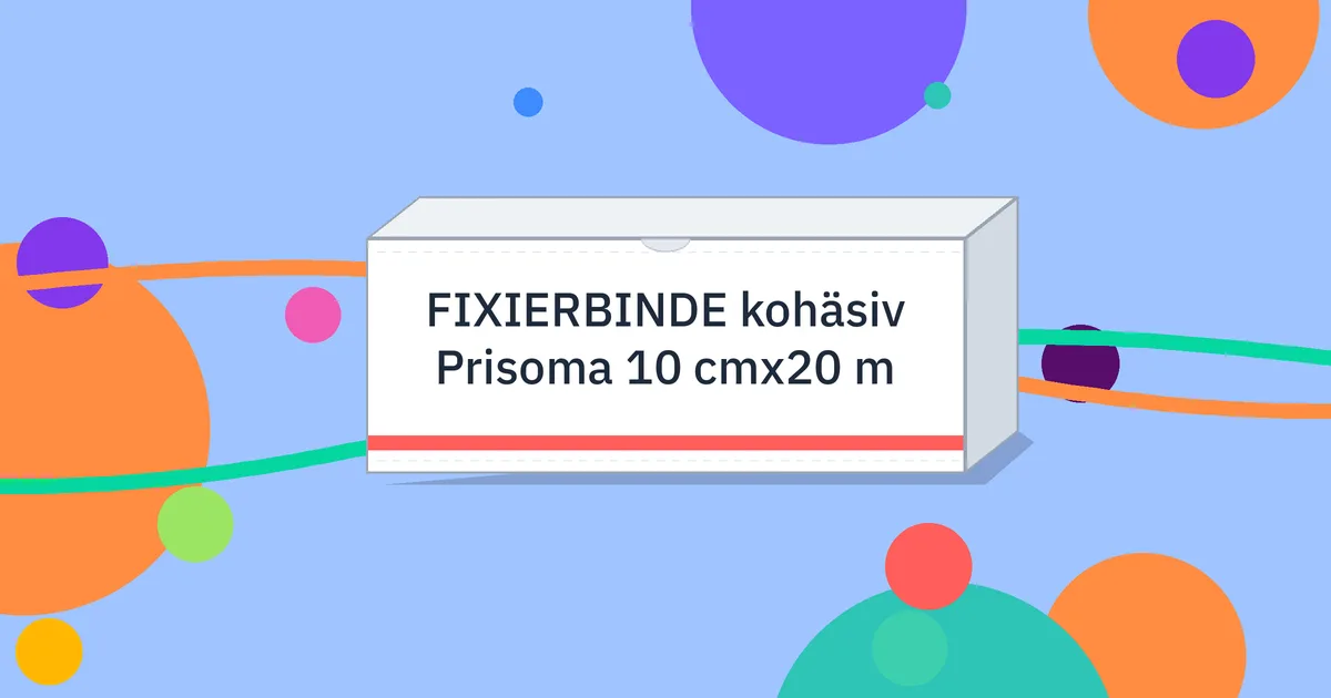Symbolbild: Packung mit der Aufschrift FIXIERBINDE kohäsiv Prisoma 10 cmx20 m (PZN 18714384) – Verfügbarkeit und Bezug in Apotheken in Frankfurt am Main