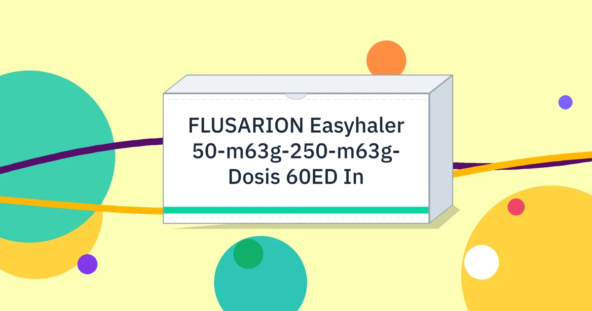 Symbolbild: Packung mit der Aufschrift FLUSARION Easyhaler 50-m63g-250-m63g-Dosis 60ED In (PZN 14186238) – Verfügbarkeit und Bezug in Apotheken in Frankfurt am Main