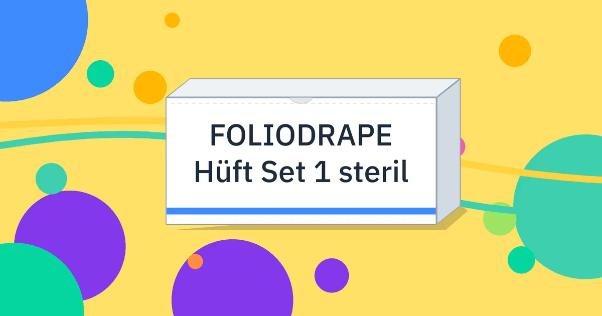 Symbolbild: Packung mit der Aufschrift FOLIODRAPE Hüft Set 1 steril (PZN 06892459) – Verfügbarkeit und Bezug in Apotheken in Frankfurt am Main