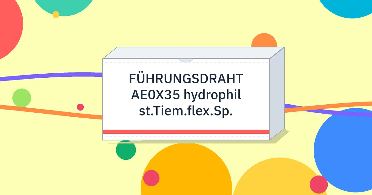 Symbolbild: Packung mit der Aufschrift FÜHRUNGSDRAHT AE0X35 hydrophil st.Tiem.flex.Sp. (PZN 00488295) – Verfügbarkeit und Bezug in Apotheken in Frankfurt am Main