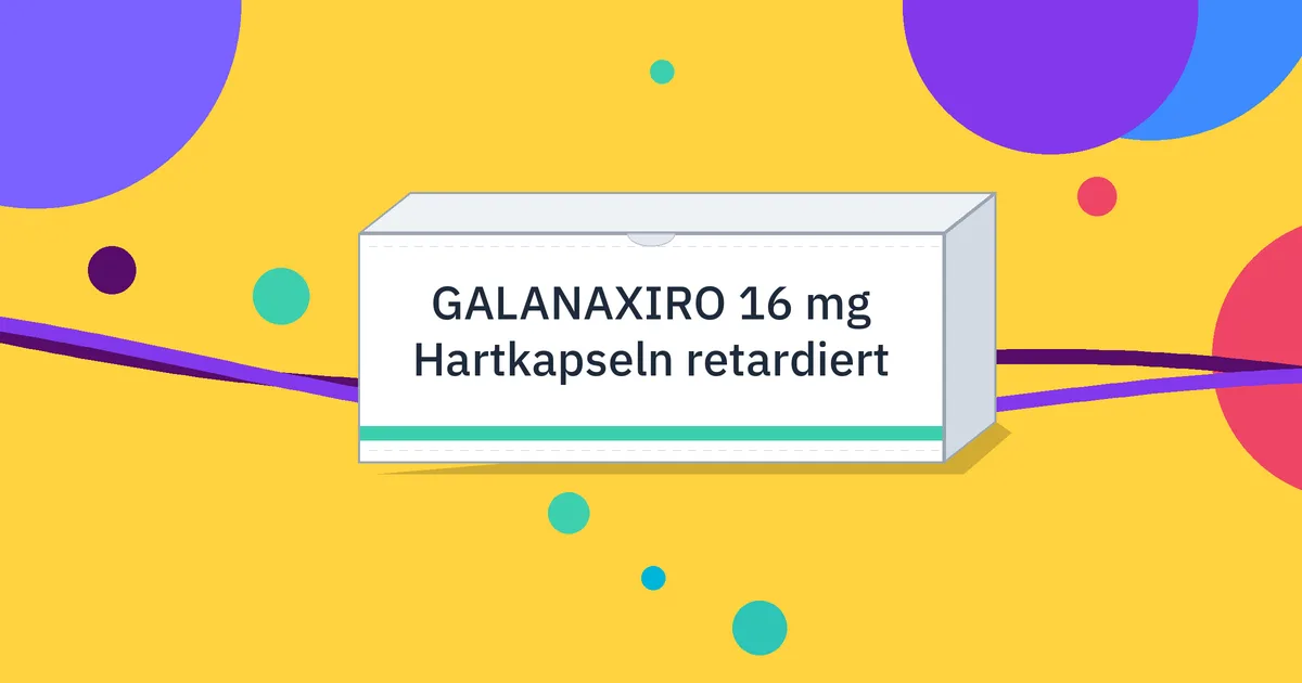 Symbolbild: Packung mit der Aufschrift GALANAXIRO 16 mg Hartkapseln retardiert (PZN 14446389) – Verfügbarkeit und Bezug in Apotheken in Frankfurt am Main