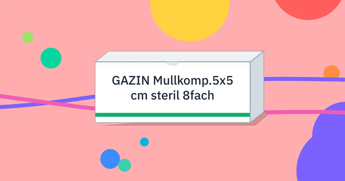 Symbolbild: Packung mit der Aufschrift GAZIN Mullkomp.5x5 cm steril 8fach (PZN 20231463) – Verfügbarkeit und Bezug in Apotheken in Frankfurt am Main