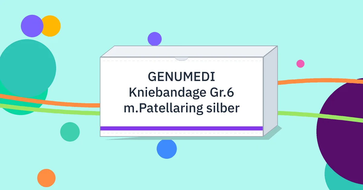 Symbolbild: Packung mit der Aufschrift GENUMEDI Kniebandage Gr.6 m.Patellaring silber (PZN 15315637) – Verfügbarkeit und Bezug in Apotheken in Frankfurt am Main