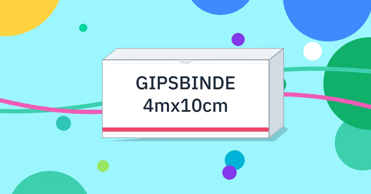 Symbolbild: Packung mit der Aufschrift GIPSBINDE 4mx10cm (PZN 01721291) – Verfügbarkeit und Bezug in Apotheken in Frankfurt am Main