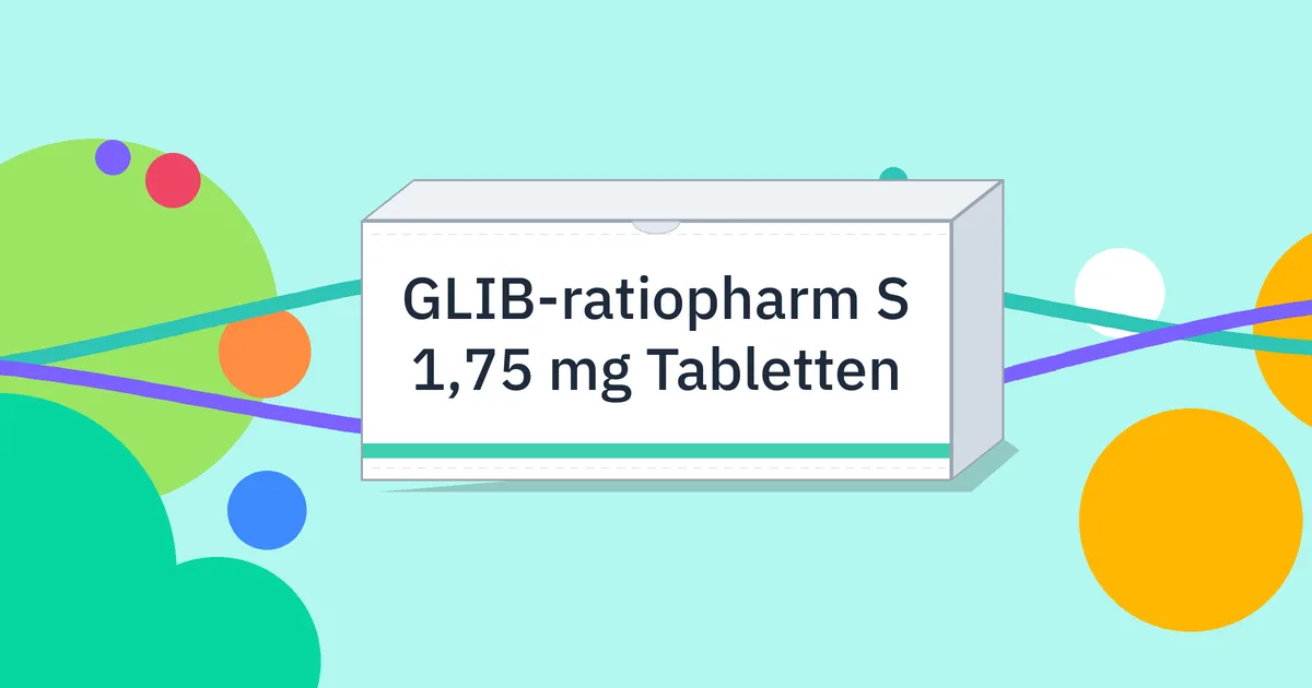 Symbolbild: Packung mit der Aufschrift GLIB-ratiopharm S 1,75 mg Tabletten (PZN 08494792) – Verfügbarkeit und Bezug in Apotheken in Frankfurt am Main