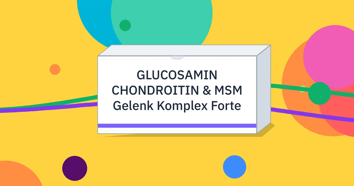 Symbolbild: Packung mit der Aufschrift GLUCOSAMIN CHONDROITIN & MSM Gelenk Komplex Forte (PZN 20340525) – Verfügbarkeit und Bezug in Apotheken in Frankfurt am Main