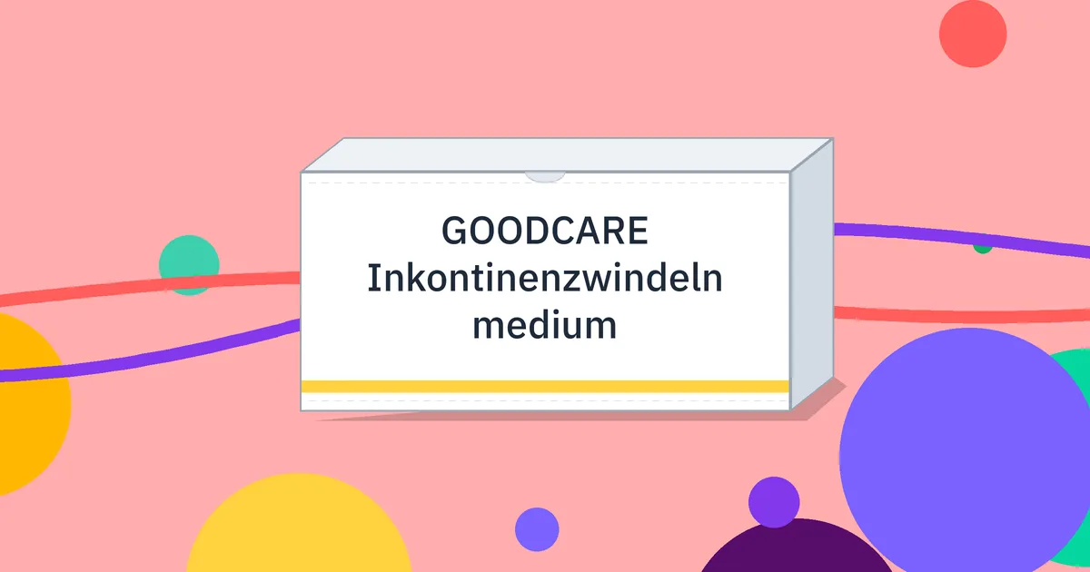 Symbolbild: Packung mit der Aufschrift GOODCARE Inkontinenzwindeln medium (PZN 18202744) – Verfügbarkeit und Bezug in Apotheken in Frankfurt am Main
