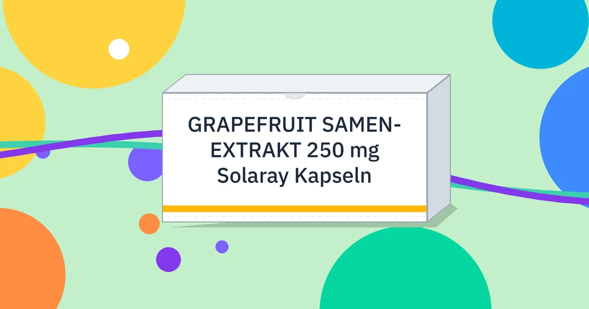 Symbolbild: Packung mit der Aufschrift GRAPEFRUIT SAMEN-EXTRAKT 250 mg Solaray Kapseln (PZN 19733047) – Verfügbarkeit und Bezug in Apotheken in Frankfurt am Main