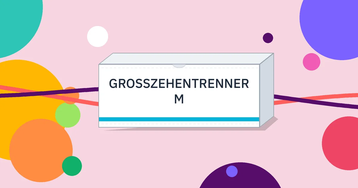 Symbolbild: Packung mit der Aufschrift GROSSZEHENTRENNER M (PZN 19073183) – Verfügbarkeit und Bezug in Apotheken in Frankfurt am Main