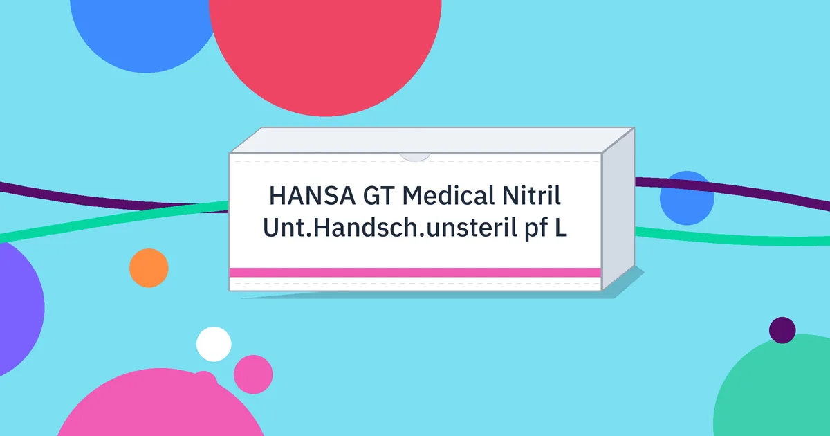 Symbolbild: Packung mit der Aufschrift HANSA GT Medical Nitril Unt.Handsch.unsteril pf L (PZN 20769168) – Verfügbarkeit und Bezug in Apotheken in Frankfurt am Main