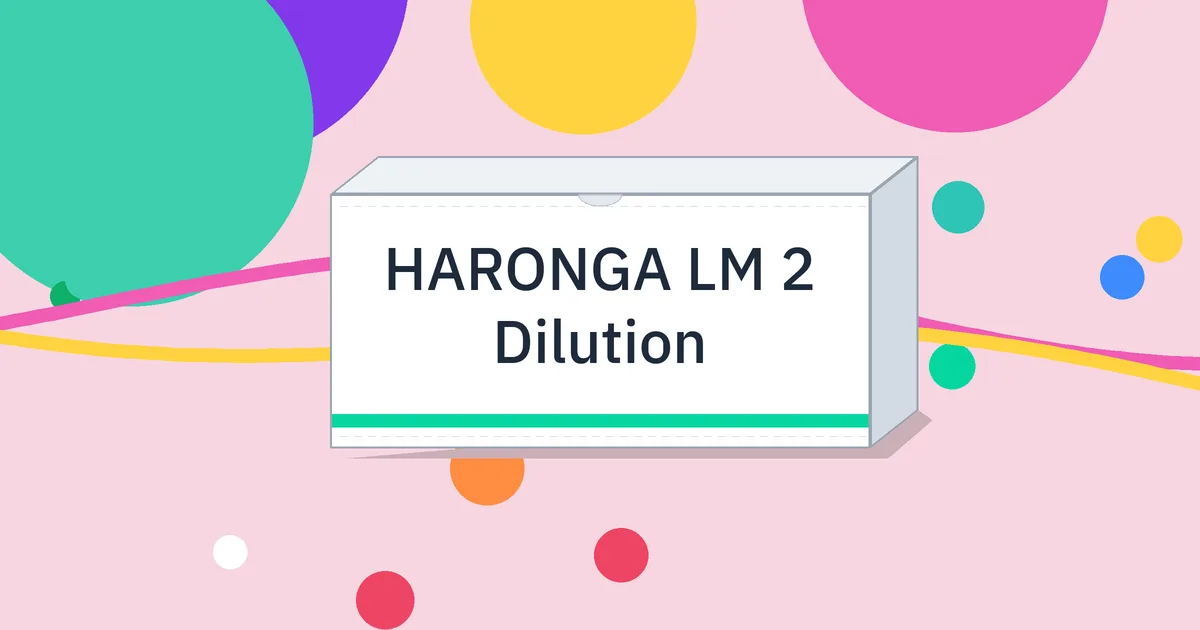 Symbolbild: Packung mit der Aufschrift HARONGA LM 2 Dilution (PZN 13550104) – Verfügbarkeit und Bezug in Apotheken in Frankfurt am Main