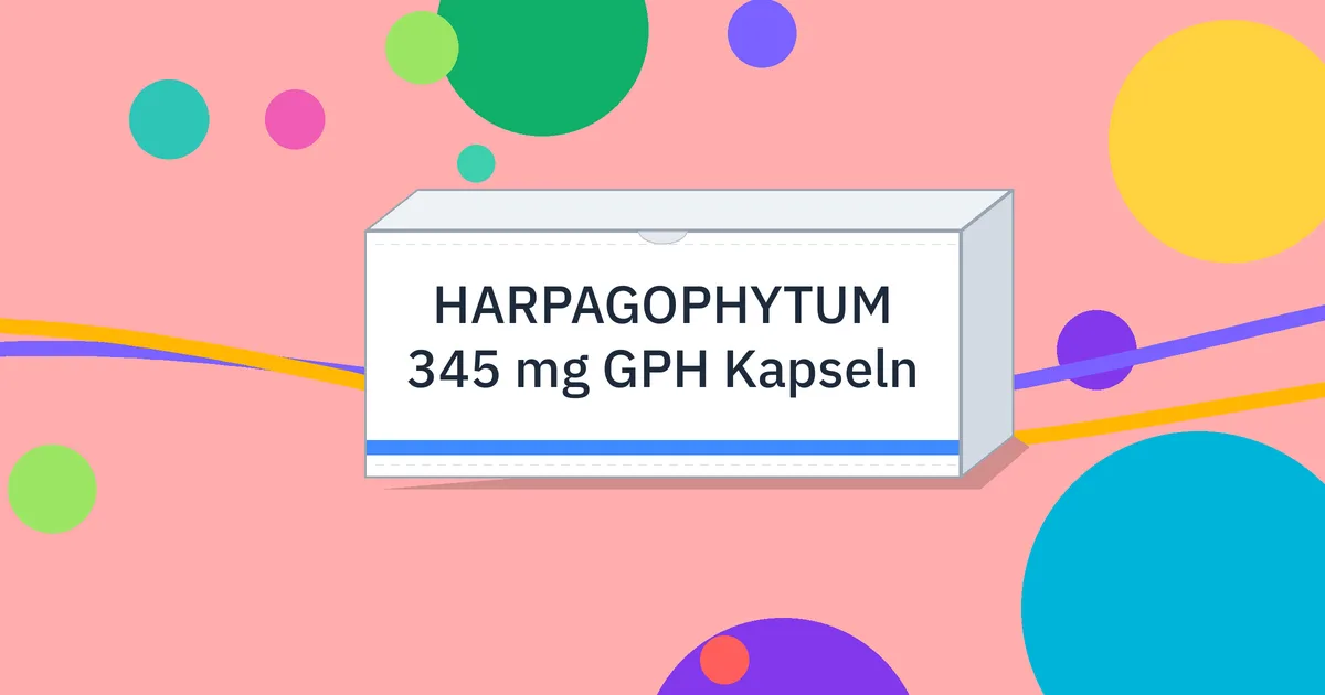 Symbolbild: Packung mit der Aufschrift HARPAGOPHYTUM 345 mg GPH Kapseln (PZN 20857323) – Verfügbarkeit und Bezug in Apotheken in Frankfurt am Main