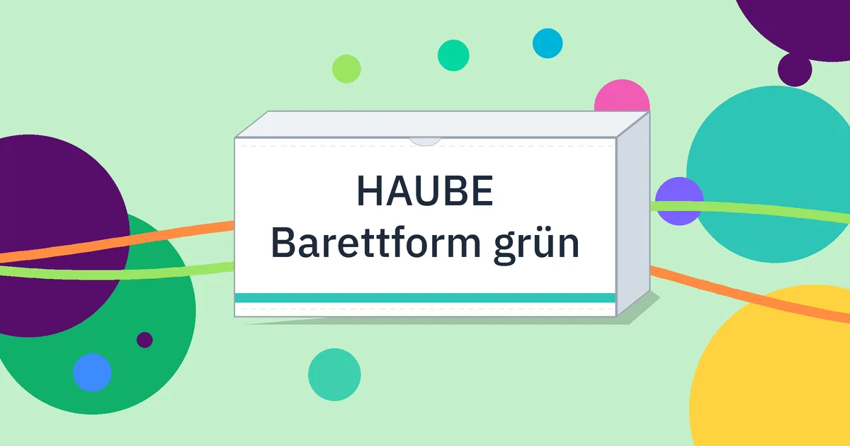 Symbolbild: Packung mit der Aufschrift HAUBE Barettform grün (PZN 02063335) – Verfügbarkeit und Bezug in Apotheken in Frankfurt am Main