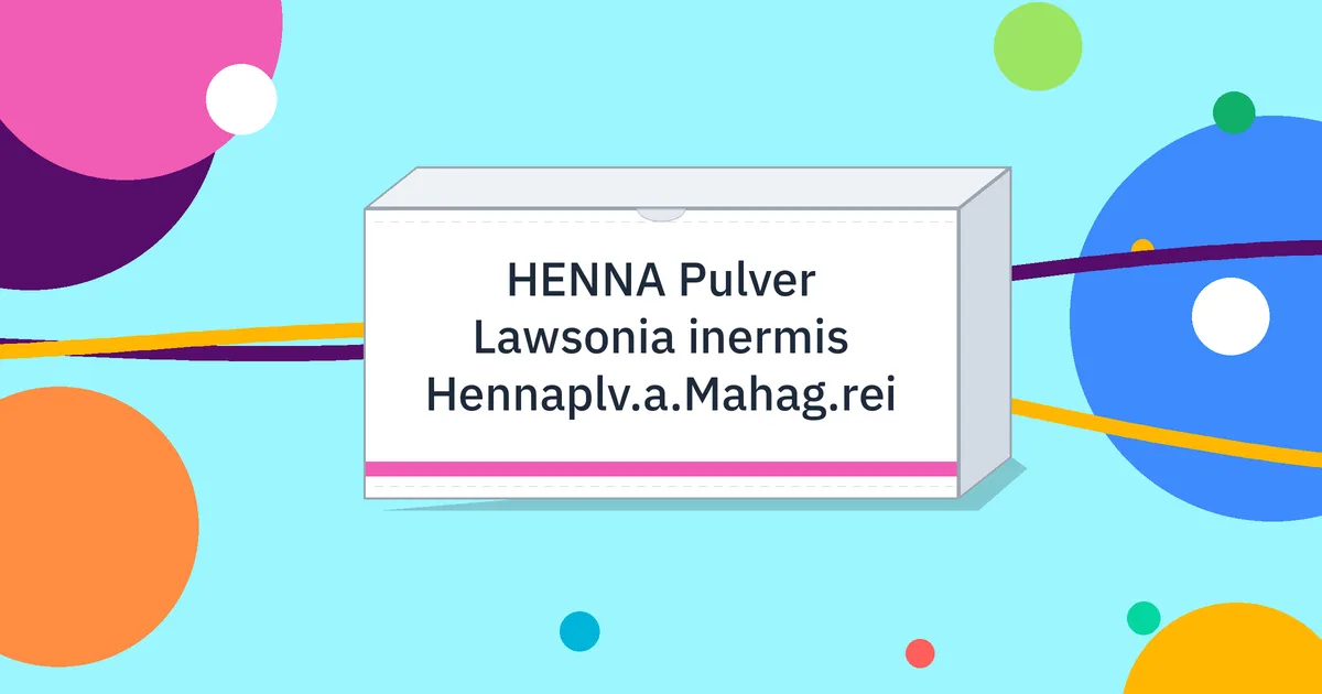 Symbolbild: Packung mit der Aufschrift HENNA Pulver Lawsonia inermis Hennaplv.a.Mahag.rei (PZN 17951633) – Verfügbarkeit und Bezug in Apotheken in Frankfurt am Main