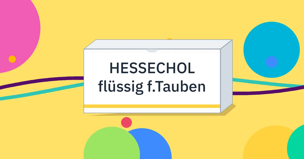 Symbolbild: Packung mit der Aufschrift HESSECHOL flüssig f.Tauben (PZN 11070854) – Verfügbarkeit und Bezug in Apotheken in Frankfurt am Main