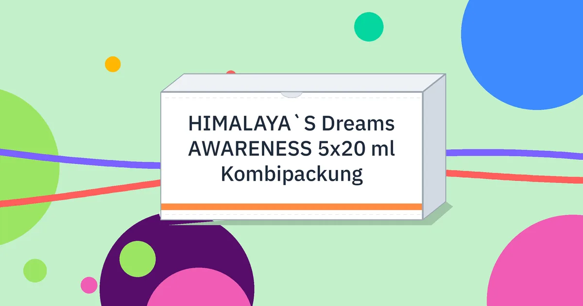 Symbolbild: Packung mit der Aufschrift HIMALAYA`S Dreams AWARENESS 5x20 ml Kombipackung (PZN 18850940) – Verfügbarkeit und Bezug in Apotheken in Frankfurt am Main