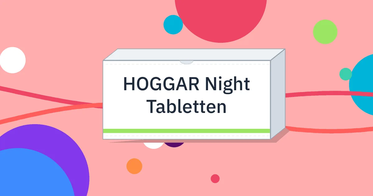 Symbolbild: Packung mit der Aufschrift HOGGAR Night Tabletten (PZN 04402020) – Verfügbarkeit und Bezug in Apotheken in Frankfurt am Main