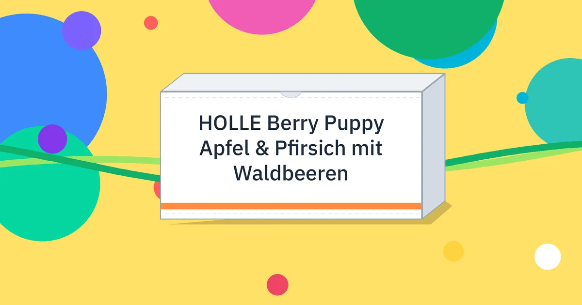 Symbolbild: Packung mit der Aufschrift HOLLE Berry Puppy Apfel & Pfirsich mit Waldbeeren (PZN 15234554) – Verfügbarkeit und Bezug in Apotheken in Frankfurt am Main