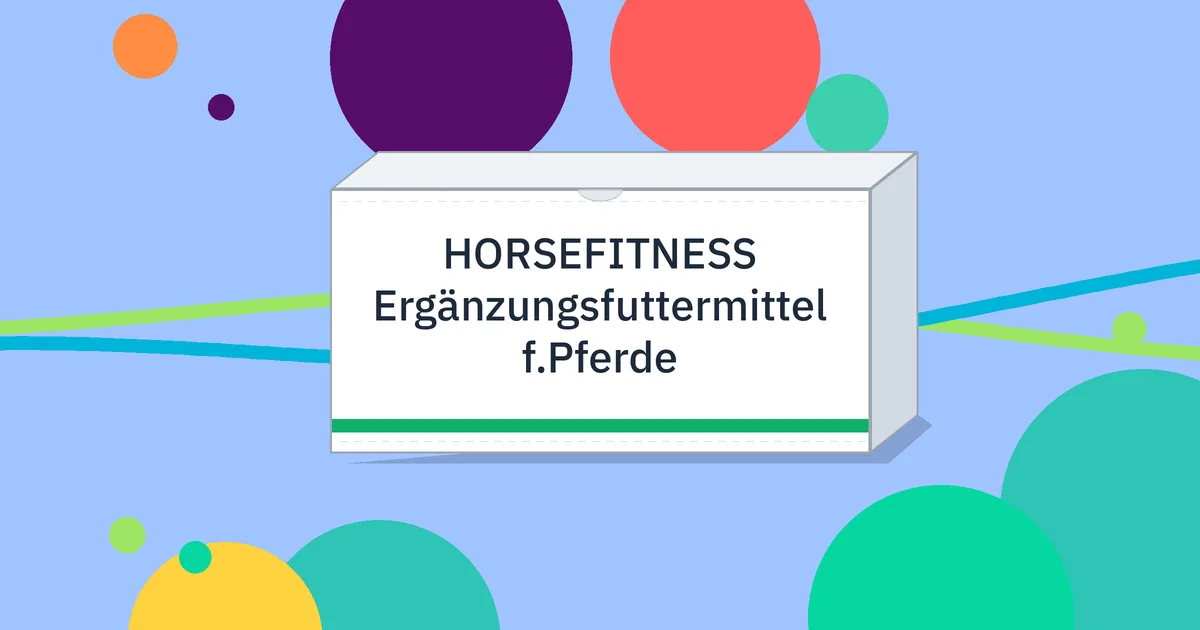 Symbolbild: Packung mit der Aufschrift HORSEFITNESS Ergänzungsfuttermittel f.Pferde (PZN 09331885) – Verfügbarkeit und Bezug in Apotheken in Frankfurt am Main