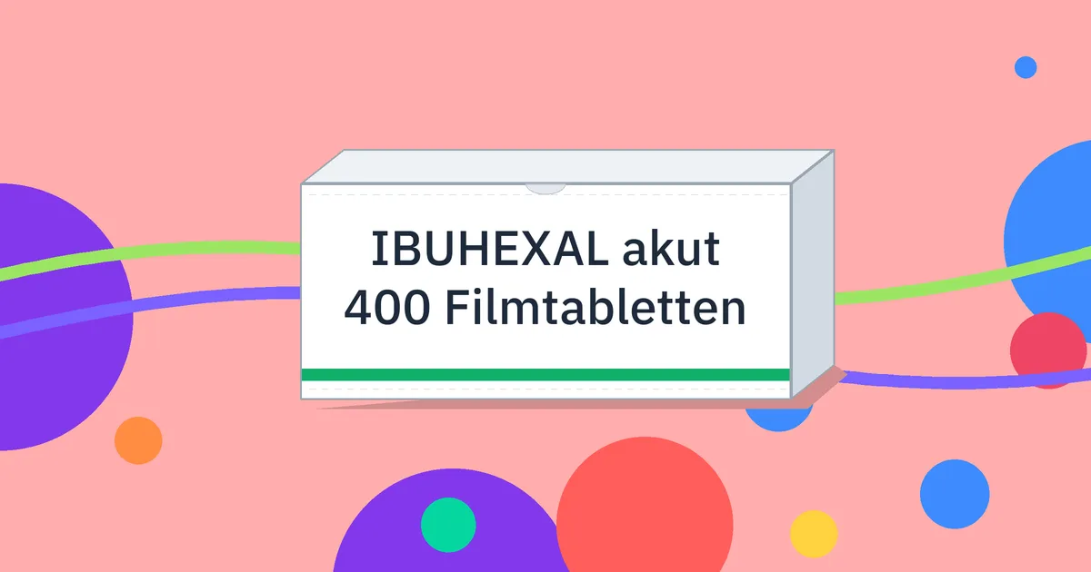 Symbolbild: Packung mit der Aufschrift IBUHEXAL akut 400 Filmtabletten (PZN 03161577) – Verfügbarkeit und Bezug in Apotheken in Frankfurt am Main