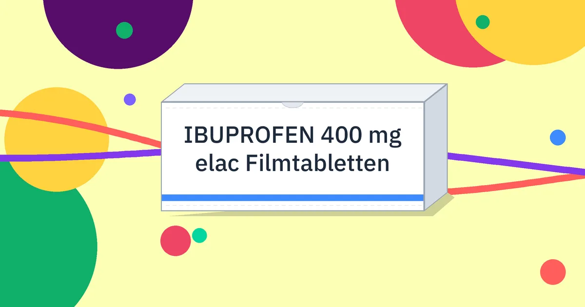 Symbolbild: Packung mit der Aufschrift IBUPROFEN 400 mg elac Filmtabletten (PZN 11038193) – Verfügbarkeit und Bezug in Apotheken in Frankfurt am Main