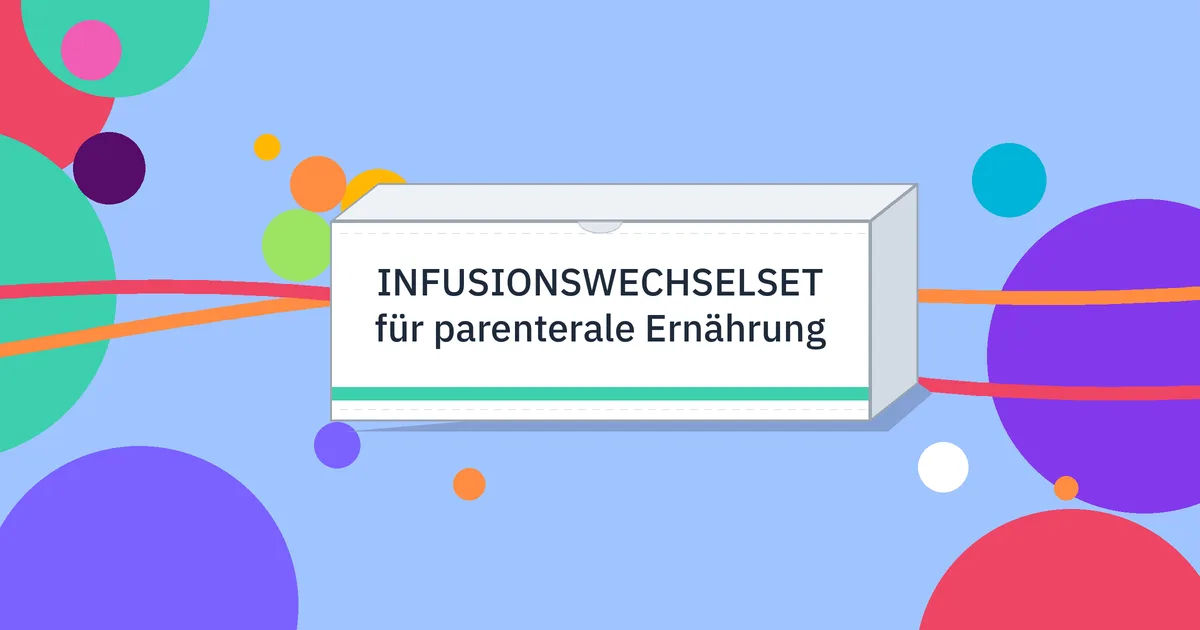 Symbolbild: Packung mit der Aufschrift INFUSIONSWECHSELSET für parenterale Ernährung (PZN 10210537) – Verfügbarkeit und Bezug in Apotheken in Frankfurt am Main