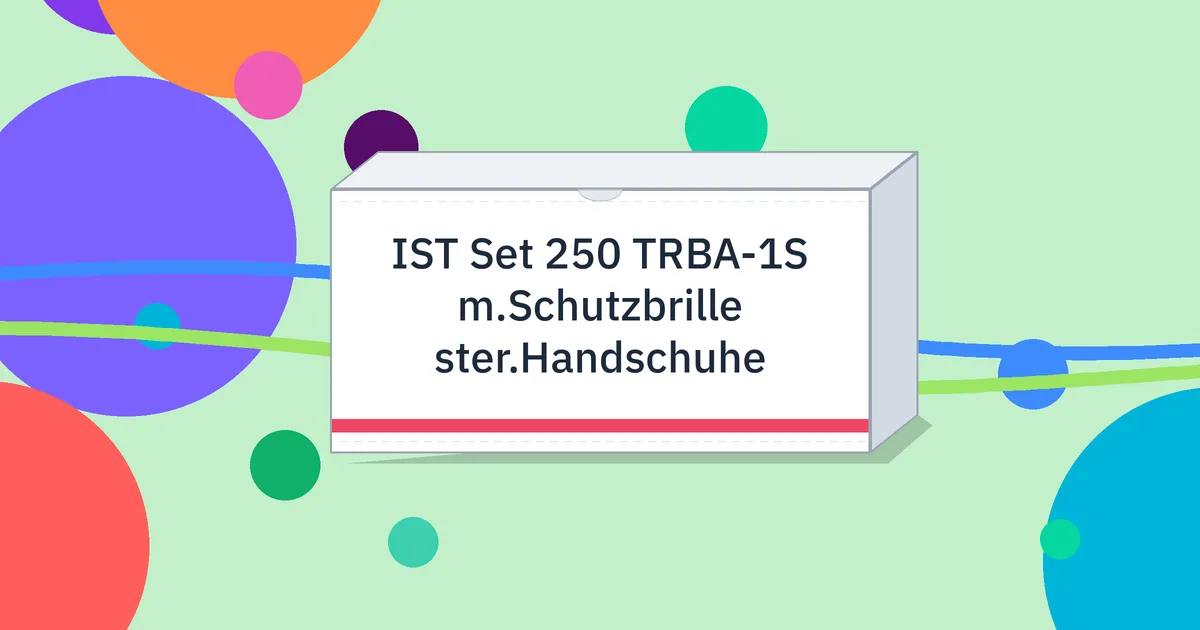 Symbolbild: Packung mit der Aufschrift IST Set 250 TRBA-1S m.Schutzbrille ster.Handschuhe (PZN 10416894) – Verfügbarkeit und Bezug in Apotheken in Frankfurt am Main