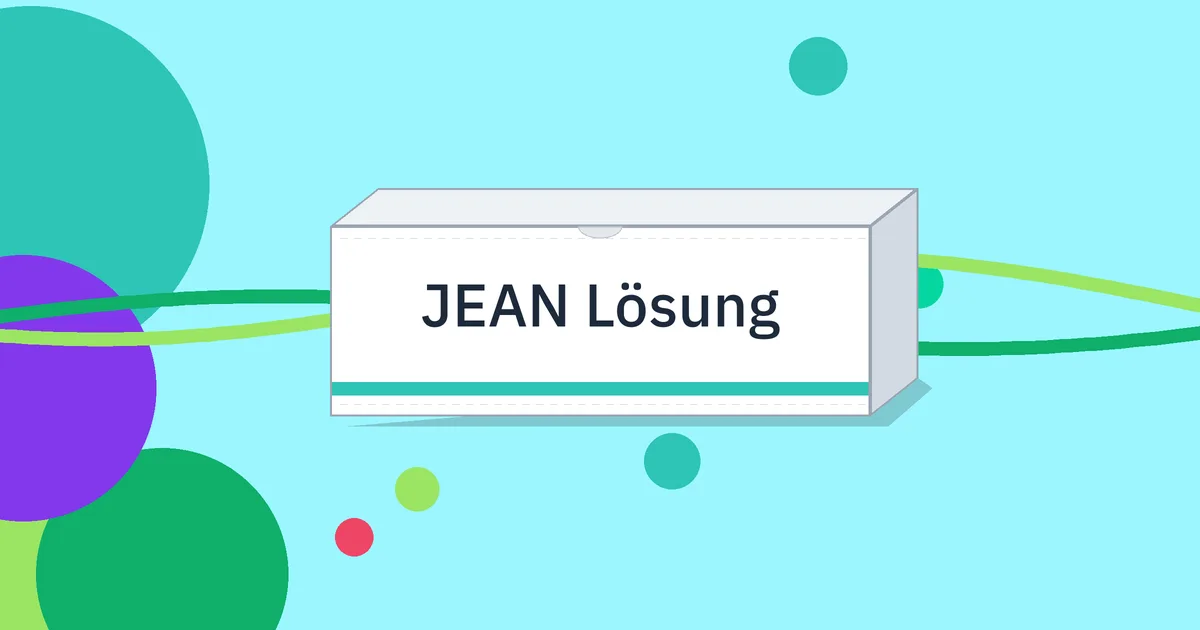 Symbolbild: Packung mit der Aufschrift JEAN Lösung (PZN 04982997) – Verfügbarkeit und Bezug in Apotheken in Frankfurt am Main