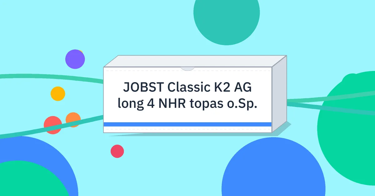 Symbolbild: Packung mit der Aufschrift JOBST Classic K2 AG long 4 NHR topas o.Sp. (PZN 13062764) – Verfügbarkeit und Bezug in Apotheken in Frankfurt am Main
