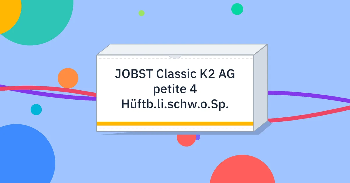 Symbolbild: Packung mit der Aufschrift JOBST Classic K2 AG petite 4 Hüftb.li.schw.o.Sp. (PZN 13064668) – Verfügbarkeit und Bezug in Apotheken in Frankfurt am Main
