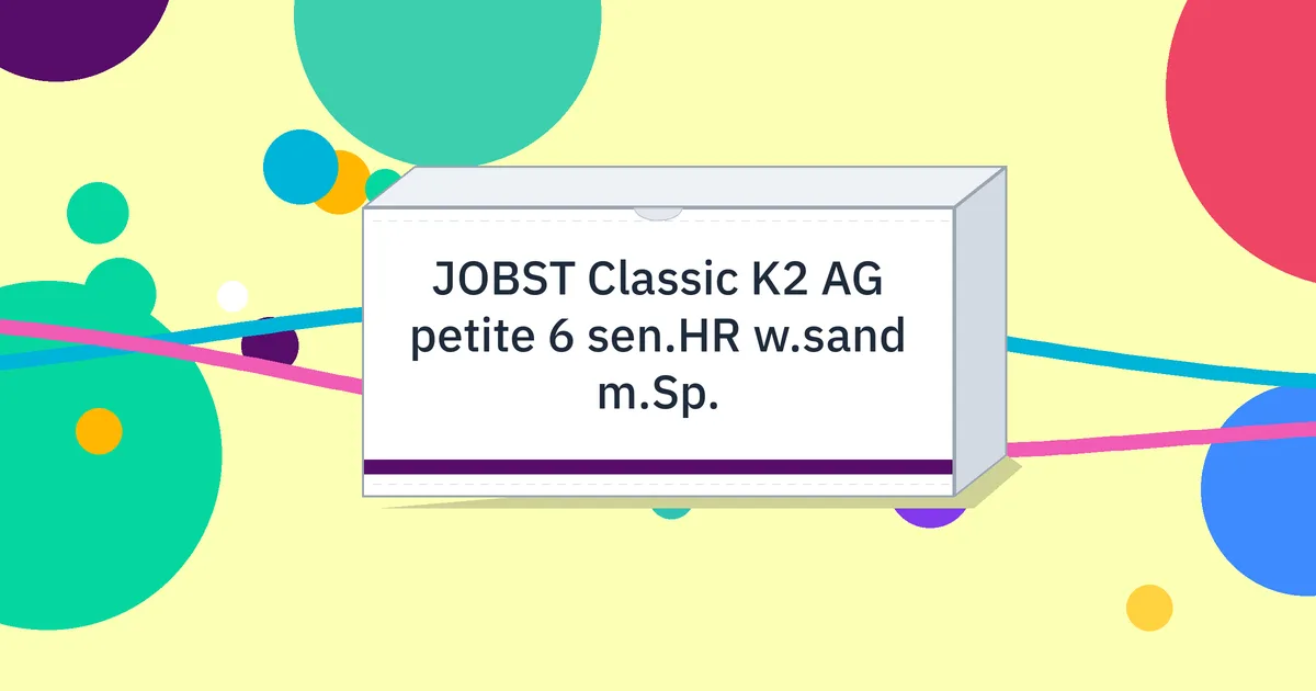 Symbolbild: Packung mit der Aufschrift JOBST Classic K2 AG petite 6 sen.HR w.sand m.Sp. (PZN 17962140) – Verfügbarkeit und Bezug in Apotheken in Frankfurt am Main