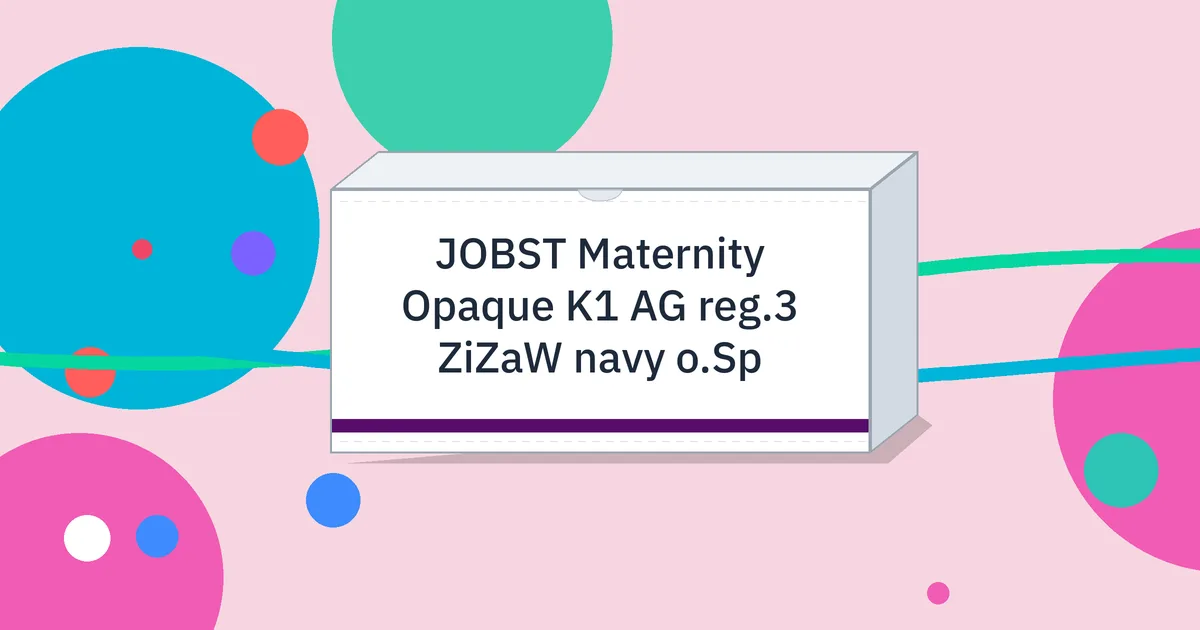 Symbolbild: Packung mit der Aufschrift JOBST Maternity Opaque K1 AG reg.3 ZiZaW navy o.Sp (PZN 15859449) – Verfügbarkeit und Bezug in Apotheken in Frankfurt am Main