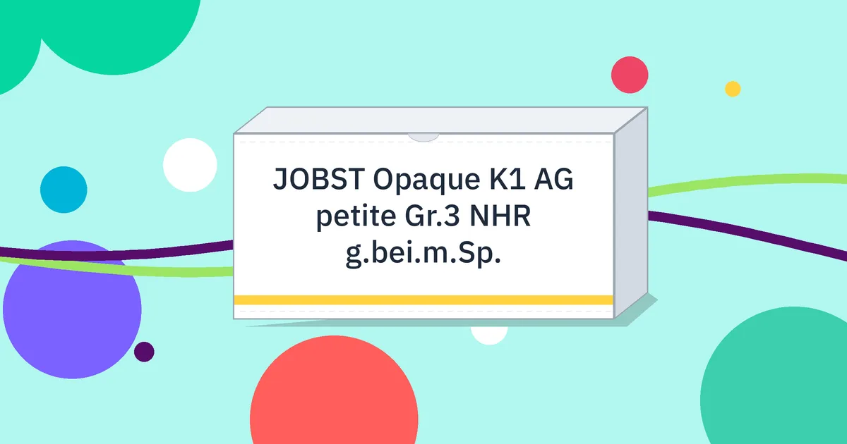 Symbolbild: Packung mit der Aufschrift JOBST Opaque K1 AG petite Gr.3 NHR g.bei.m.Sp. (PZN 16268839) – Verfügbarkeit und Bezug in Apotheken in Frankfurt am Main